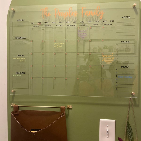 Personalized Acrylic Calendar for Wall | Acrylic Dry Erase Board ...