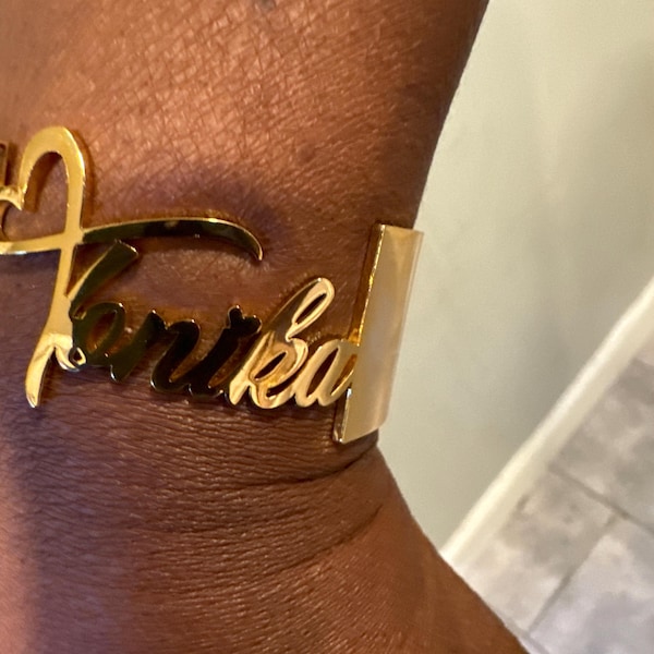 Custom Name Bangle, Personalized Cuff Bracelet, Handmade Jewelry - Etsy