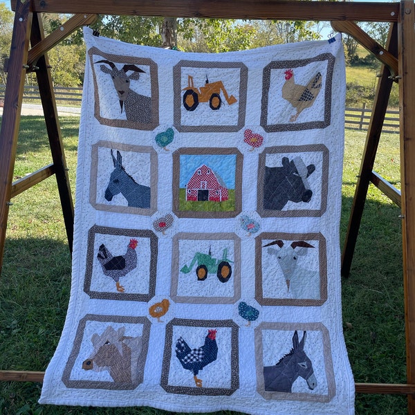 Paper Pieced American Red Barn Quilt Pattern; 12 Inch Farm Quilt ...