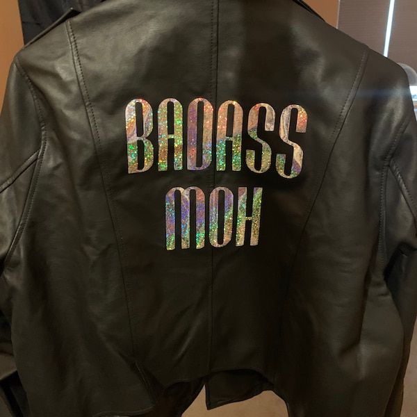 CUSTOM TEXT Black Leather Crop Jacket- Personalize Black Moto Faux ...