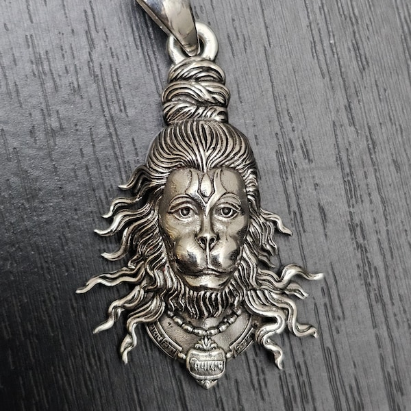 925 Sterling Silver Hanumanji Pendant - Hindu Deity Necklace ...