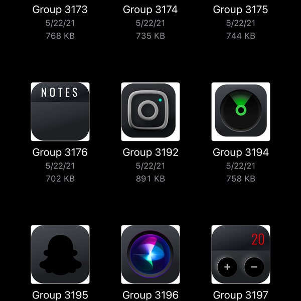 IPhone 15 Ios 17 Dark Mode Icons Pack - Etsy Canada