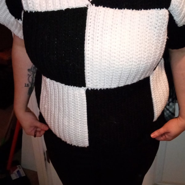 Wednesday Addams Inspired, Oversized Checkered Vest Crochet Pattern - Etsy