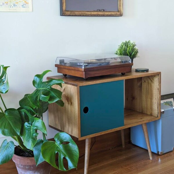 Mid Century Modern Record Console | MCM Vinyl Storage | Record Player ...