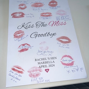 Kiss the Miss Goodbye, Hen Do Keepsake, Hens Night Supplies, Hens Night ...