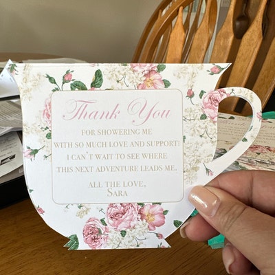 Tea Party Thank You Cards Teacup Shaped Thank You Card Included White ...