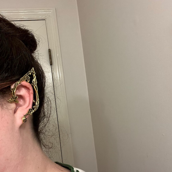 Enchanted Ear Cuff, Floral Fairy Ear Wrap, Fantasy Leaf Ear Clip ...