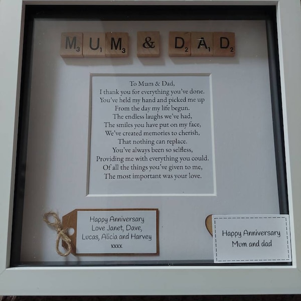 Mum & Dad Poem Frame. Mum and Dad Gift. Parents Frame. - Etsy UK