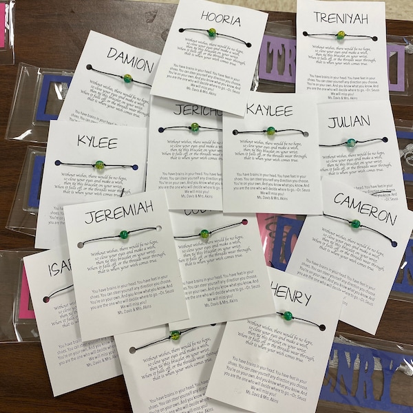 Personalized Back to School Year Class Wish Bracelets - Bulk Discount ...