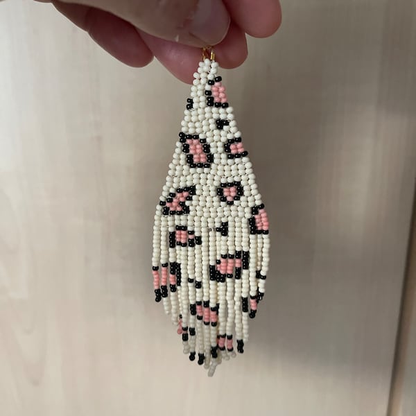 Leopard Print Beaded Earrings Pattern, Beaded Fringe Earrings Pattern ...