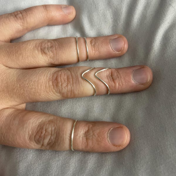 4 Midi Rings in Silver, Chevron and Simple Band Midi Rings. Wear These ...
