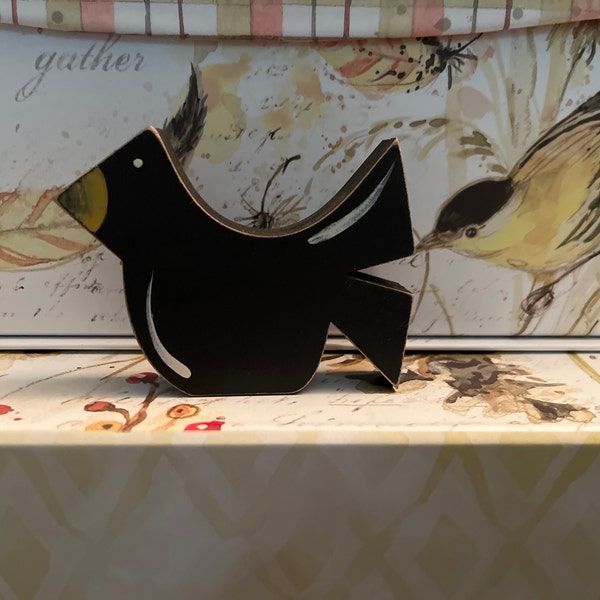 Primitive Chunky Crow Shelf Sitter, Farmhouse Style Decor, Hand Painted ...