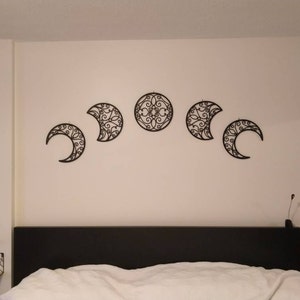 Lunation Moon Metal Wall Art, Elegant Lunar Phases Set, Metal Home ...