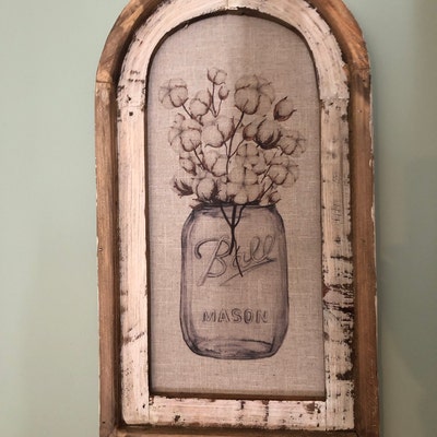 Cotton Wall Art 14 X 22 Arch Window Frame Linen Wall Hanging Modern ...