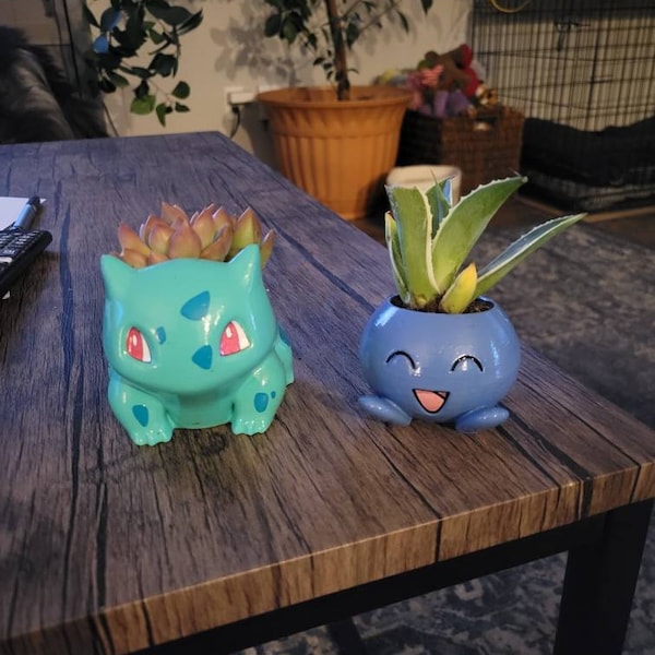 Painted Bulbasaur and Oddish Planters With Live Succulents/cacti (two ...