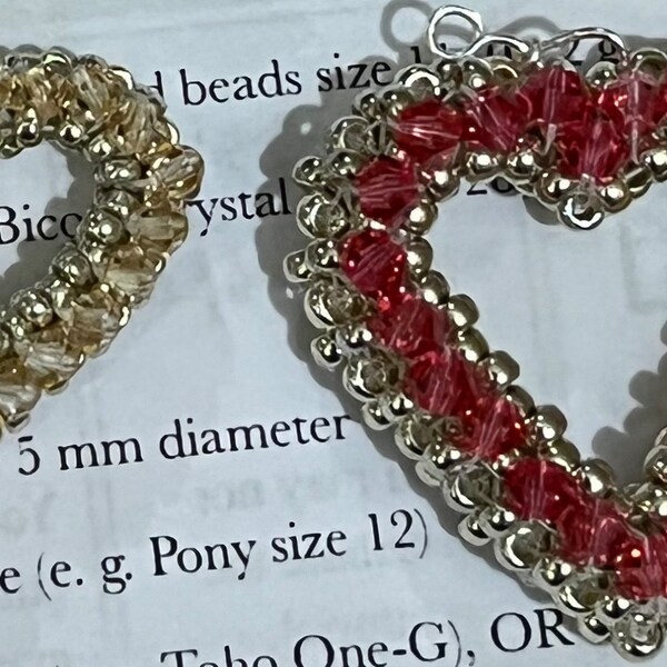 Beading Tutorial Heart Pendant With Swarovski Crystals, Pdf, Beading ...