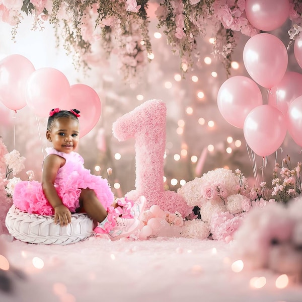 First Birthday Kids Digital Backdrop, One Year Session, One Year Old ...