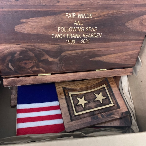 U.S. Navy Wooden Box With American Flag Felt Bottom (inside) - Etsy