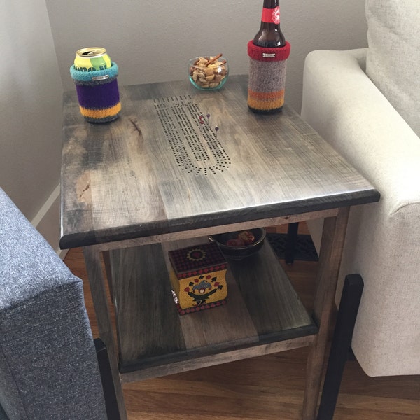 Handcrafted Stained Wood Cribbage Table, Side Table - Etsy