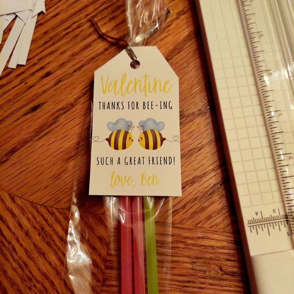 Editable Bee Mine Valentine Tags, Printable Valentine Bee Gift Tag ...