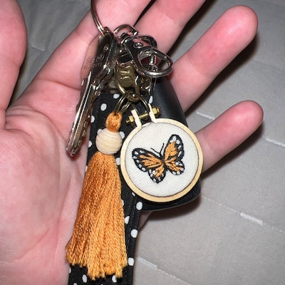 Wax Flower Embroidery Keychain - Etsy