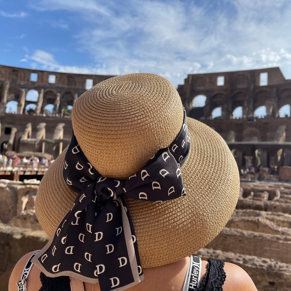 Rome Elegant Bell Shaped Hat, Wide Brim Lampshade Hat, Retro Straw Hat ...