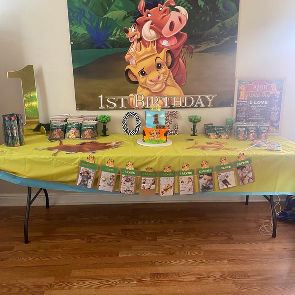 Lion King Birthday Backdrop Banner- Simba Backdrop Banner- Lion King ...