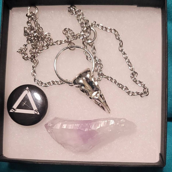 Morgana - Necklace - Choker - Bird - Skull - Lariat - Pendant - Witchy ...