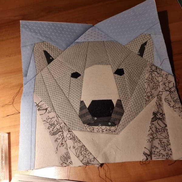 Polar Bear Fpp--the Bear Series--paper Piecing Quilt Block Pattern - Etsy