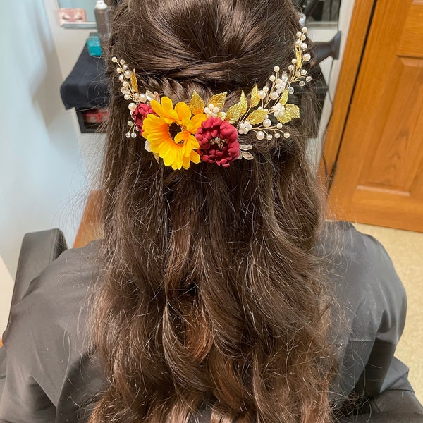 Sunflower Bridal Headpiece Sunflower Hair Comb Sunflower Headband ...