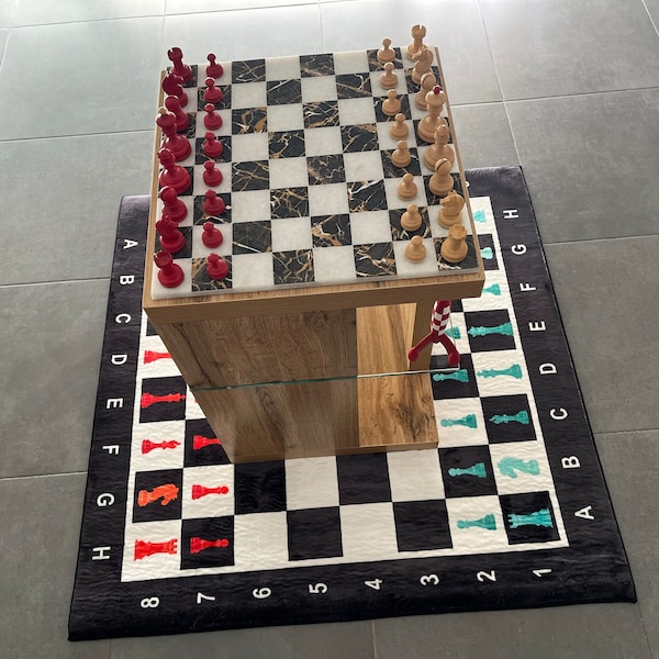 Chess Set With Board Rug • Vivid Color Printed Washable Non Slip Carpet ...