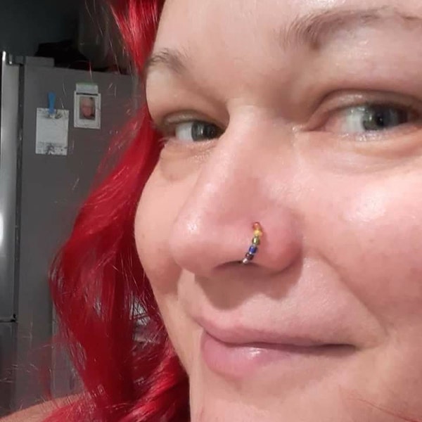 Rainbow Nose Ring - Nickel-free Nose Hoop - Nickel-free Nose Jewelry ...