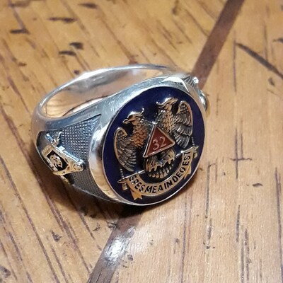 Masonic Ring AASR Signet Ring Ancient Accepted Scottish Rite 32 Degree ...