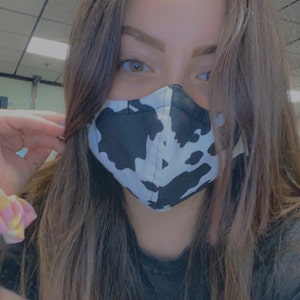 Cow Print, Face Mask XS/S/M/L, 100% Cotton, With Opening for Filter ...