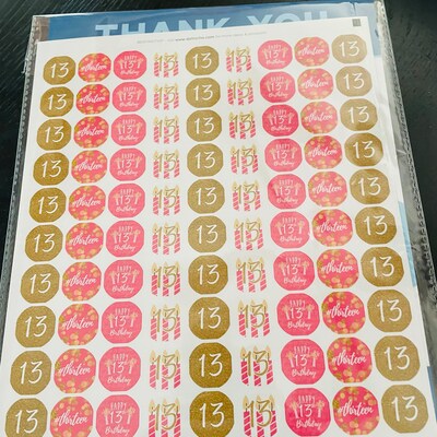 13th Birthday Chocolate Kiss Stickers, 180ct Pink Gold 13th Birthday ...
