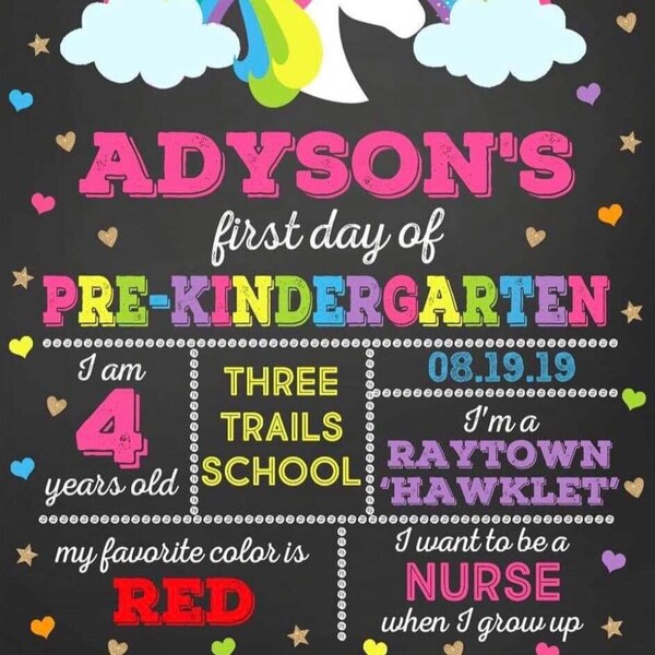 Unicorn First Day of School Sign, Rainbow First Day of School Sign ...