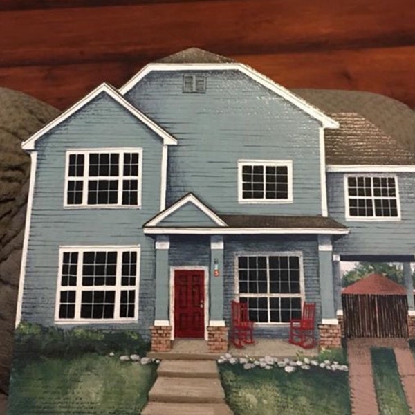 HOUSE MODEL - Wooden Block - Personalised - House Portrait - Hand ...