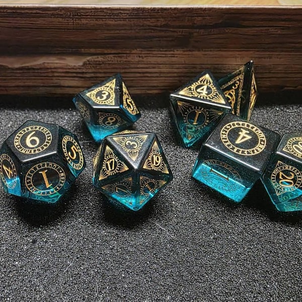 Full Dnd Dice Set | Satin Finish Dice | Rainbow Matt Glass| Dnd Gift ...