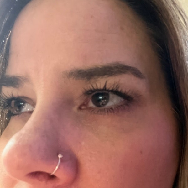 Tiny Nose Hoop, Silver Nose Hoop, Tiny Nose Ring, Tiny Nose Ring, Opal ...