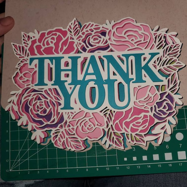 3D Thank You Card Papercut Template SVG, PDF, JPG Dxf, Layered Paper ...