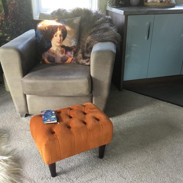 Burnt Orange Velvet Footstool 80x50x35 High,hand Made to Order,other ...