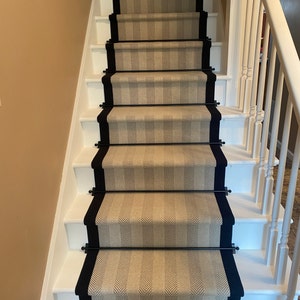 Black Border Herringbone Stair Runner - Etsy