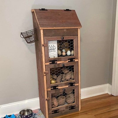 Amish Handcrafted Solid Barn Wood Bread Box With Chicken Wire 3 Door ...