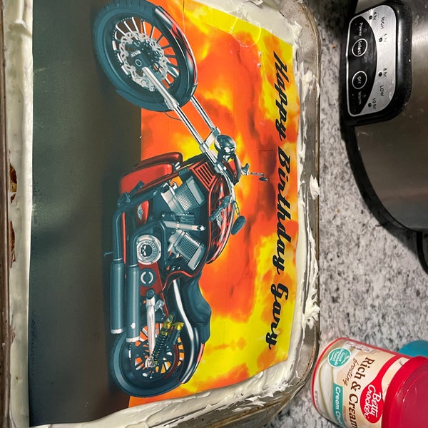 Motorcycle Biker Edible Image Cake Topper Custom Icing Sheet - Etsy