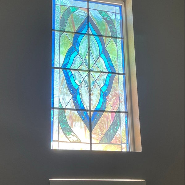 Tiffany Style Stained Glass Window Film, Geometrical Frosted Privacy ...