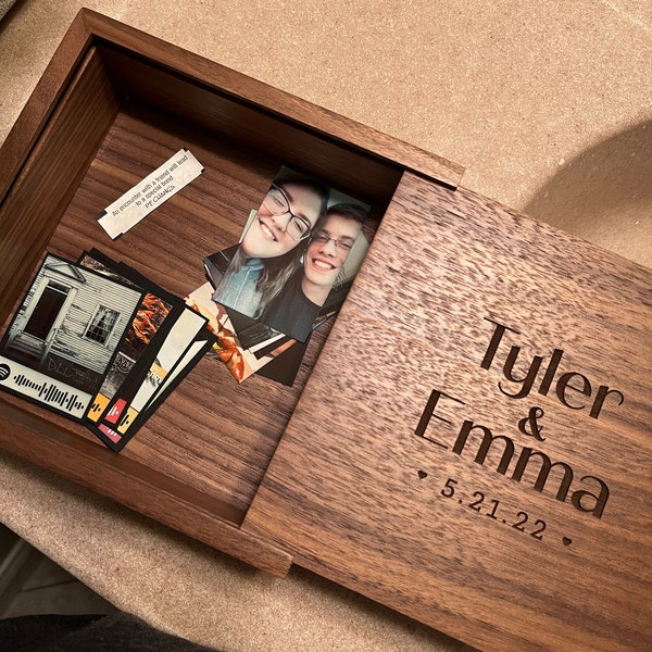 Travel Keepsake Box - Custom Wood Box for Letter Post Card Trinket ...