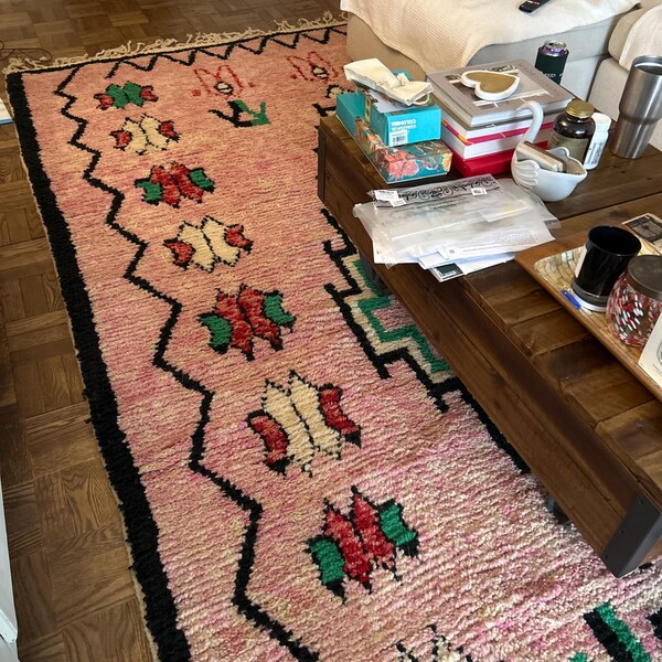 Gorgeous Beni Ourain Rug, Moroccan Handmade Wool Rug, Pink Authentic ...
