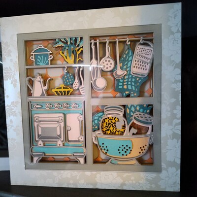 3D Kitchen SVG EPS, Cooking Shadow Box, Layered Cardstock Oven ...