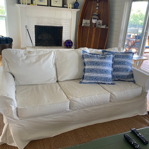 Rowe Nantucket Three Cushion Sofa Slipcover, Custom Sofa Covers for ...