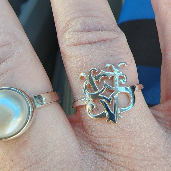 Personalized Monogram Ring - Double Initials Ring - Custom Monogram Ring - Initials Ring - Two ...